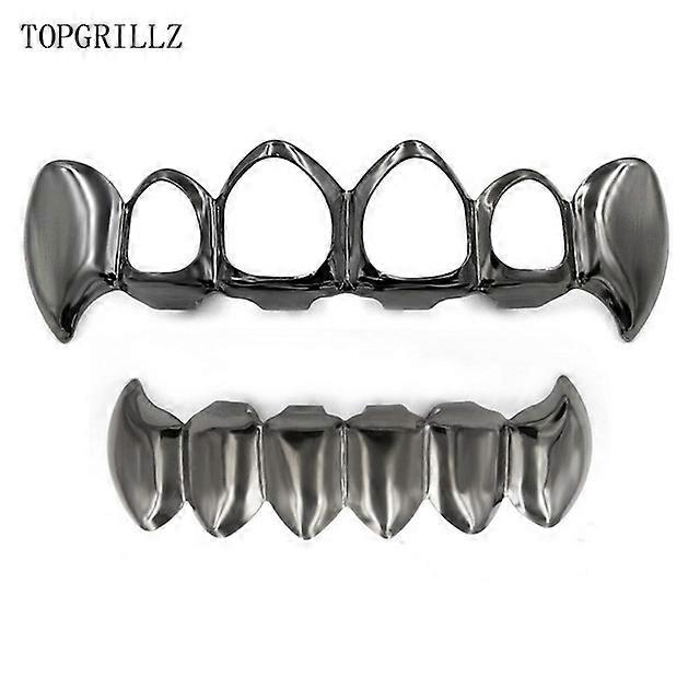 Gold Color Plated Hip Hop Teeth Hollow Fang Top & Solid Fangs Bottom ...