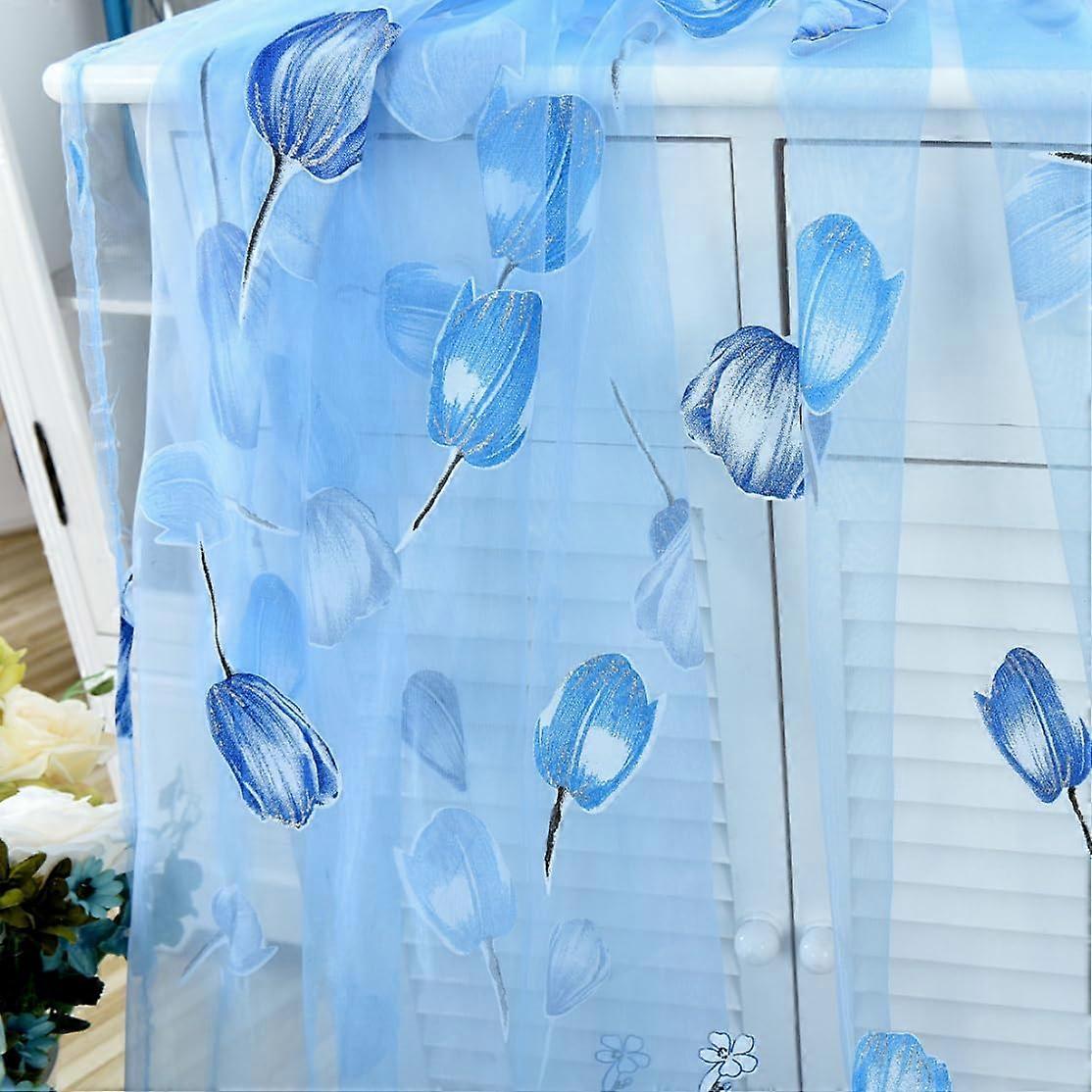 Sheer Voile Curtains Tulip Tulle Printed Curtains for Living Room ...