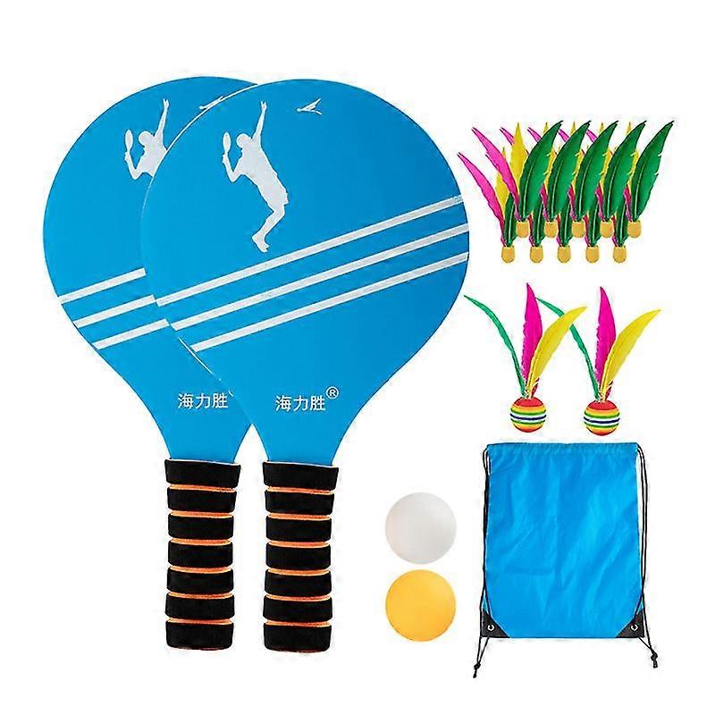 Parent-Child Sports Badminton Cricket Racket Set Solid Wood Kids ...
