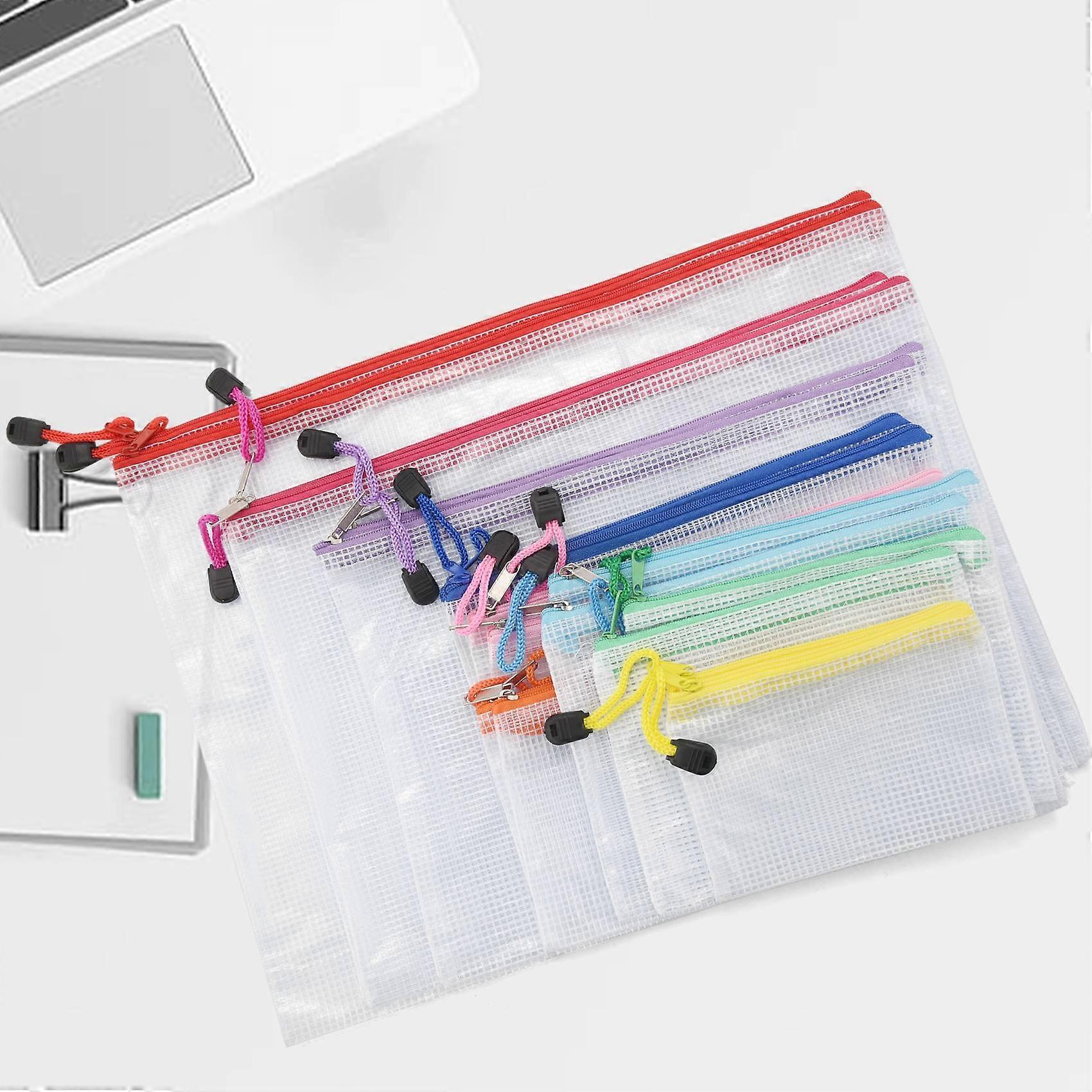 18 Pack 8 Sizes Zipper Mesh Pouch, Waterproof Zipper File Bags Document ...