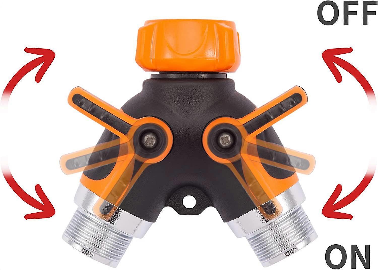 Garden Hose Splitter 2 Way Heavy Duty, Y Water Hose Bib Adapter, 3/4 ...