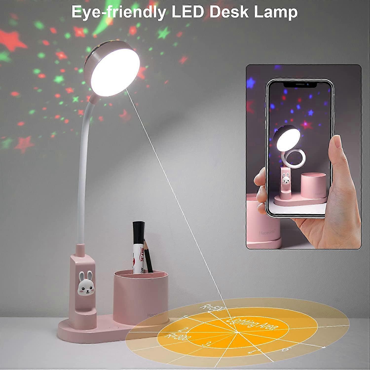 Kids Cute Desk Lamp LED Kids Table Lamp with Pen Holder Rechargeable ...