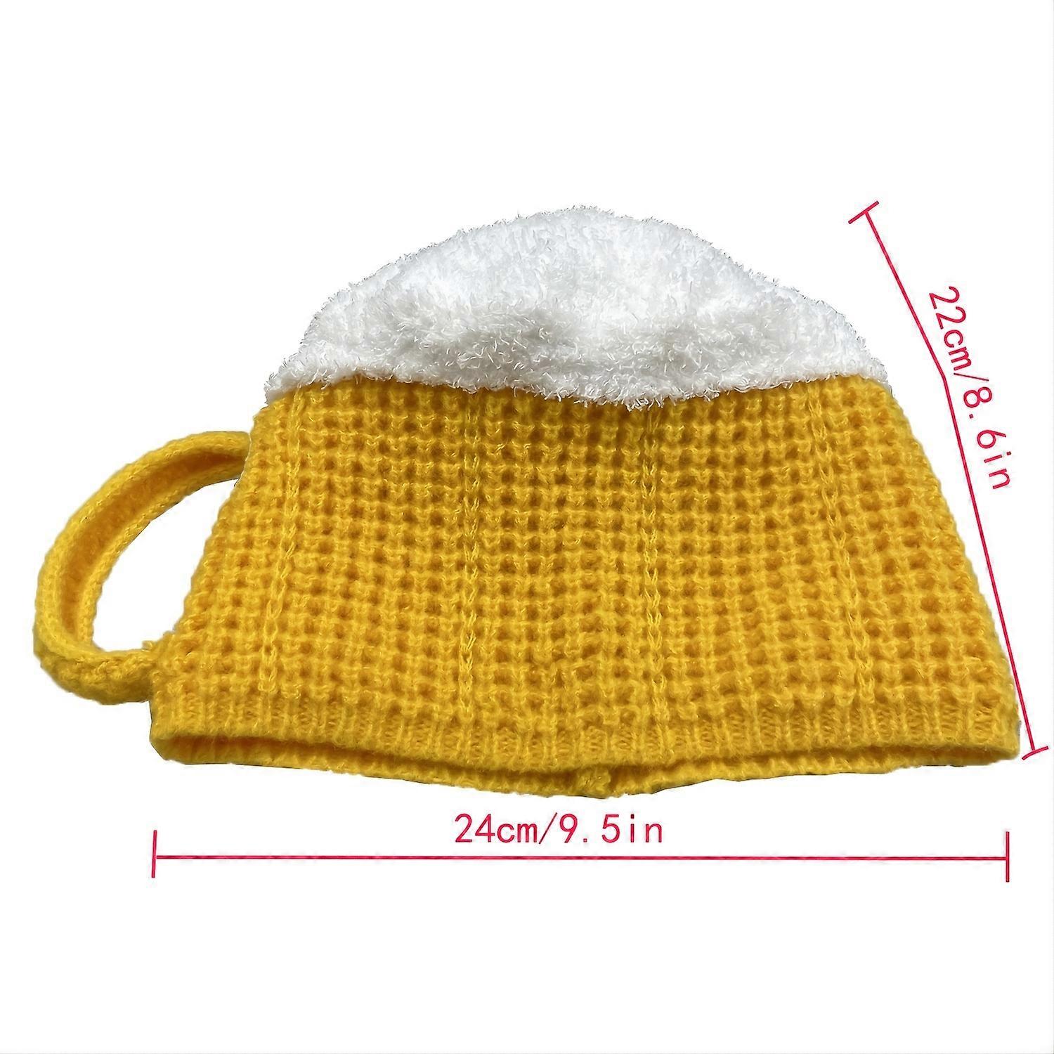 Fun 3D beer mug hat warm unisex knitted beanie | Fruugo UK