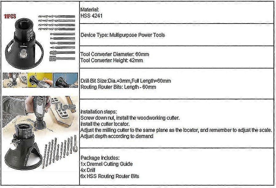 Drill Cutting Guide Hss Routing Router Bit Tool Kit Set | Fruugo UK