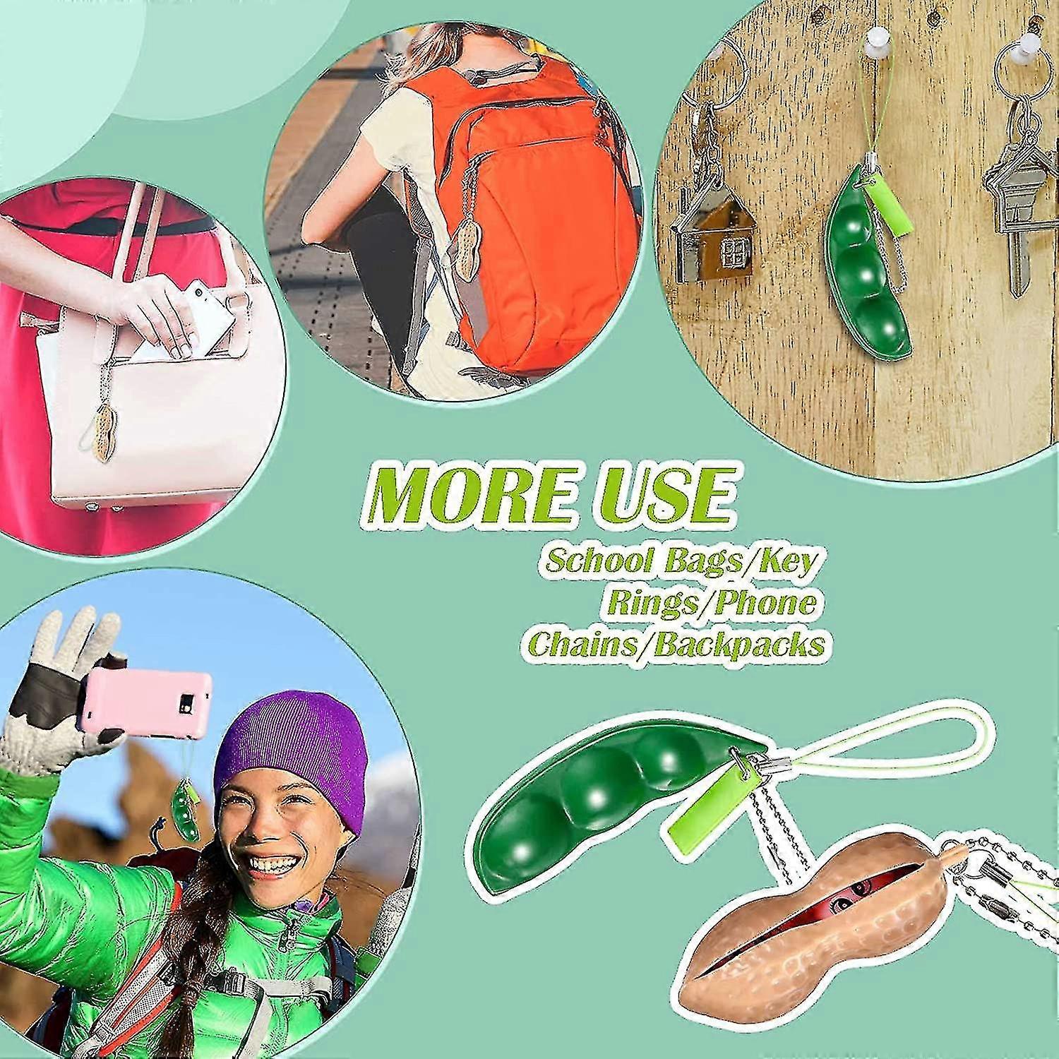 8 Pieces Peanut Peas Keychain Fidget Bean Toy Set Funny Facial ...