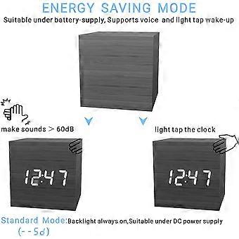 Elegant Wooden Alarm Clock, Mini Cube Design, Voice-Controlled Digital ...