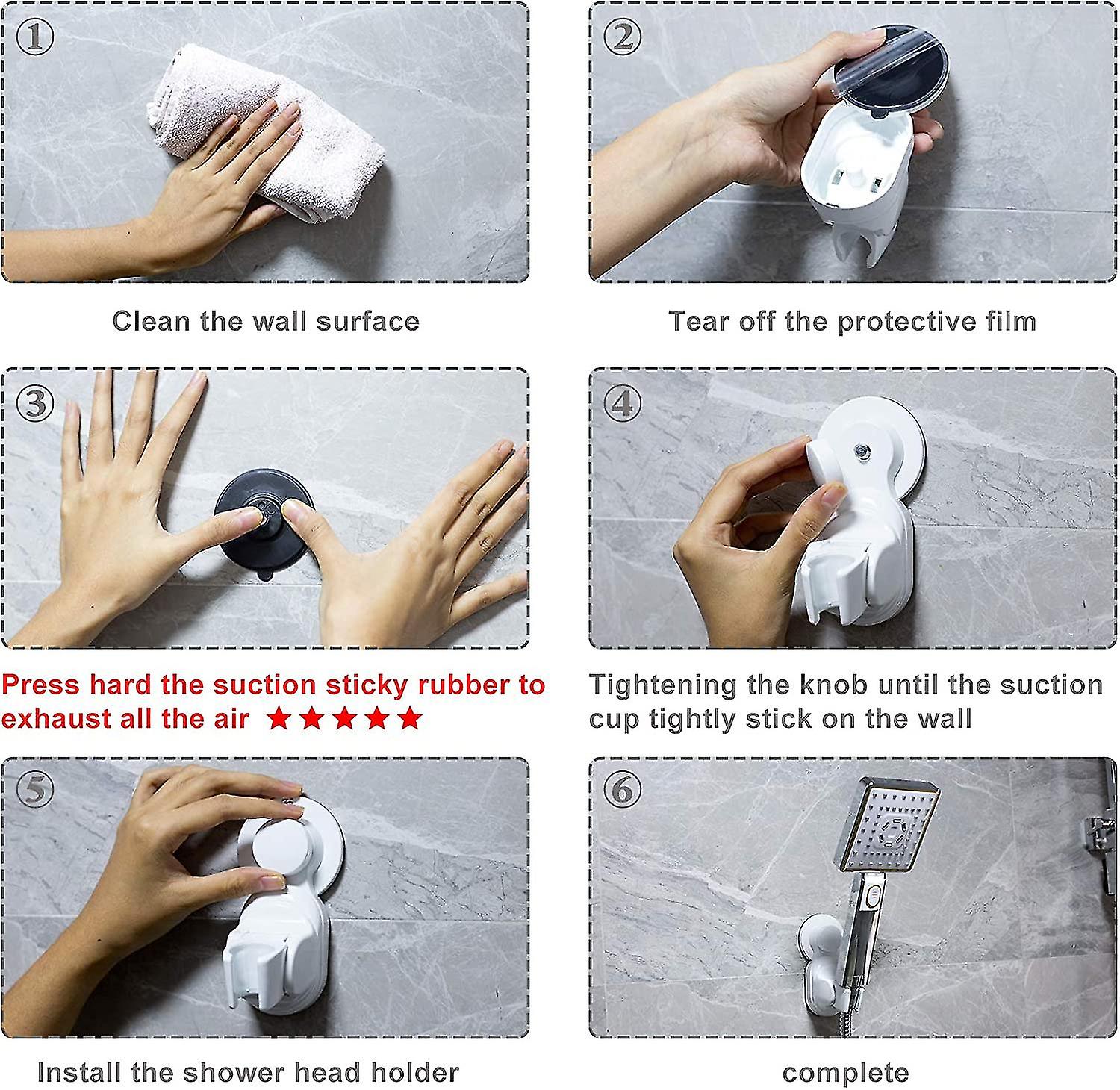 Adjustable Suction Cup Shower Holder Without Drilling, Adjustable ...