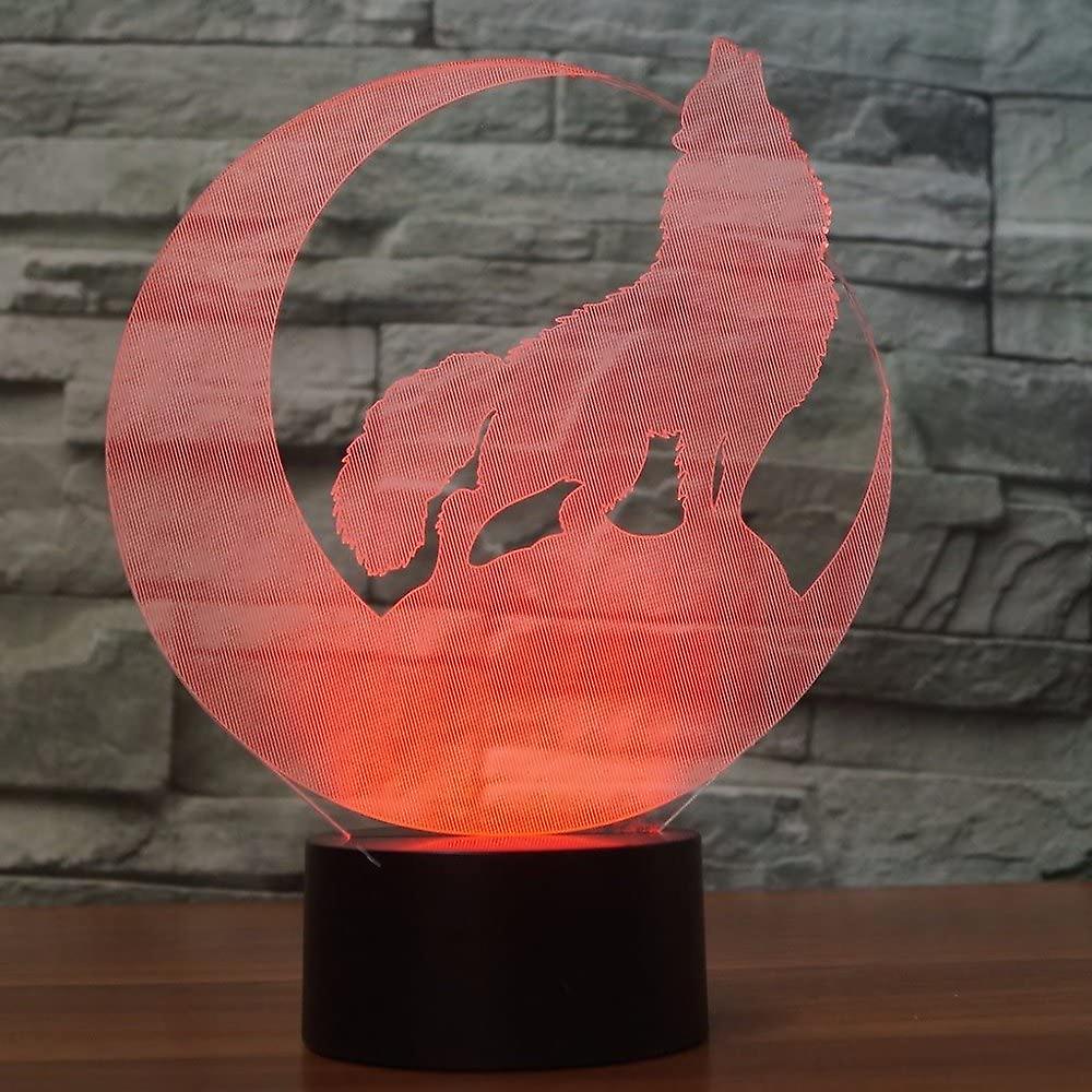 3d Wolf Night Light Animal Table Lamp Decor Table Desk Optical Illusion ...