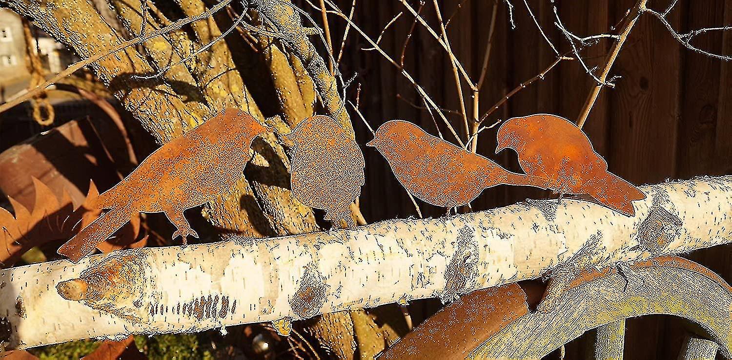Garden Decoration Rust, Rusty Birds With Screw For Screwing Into Wood ...