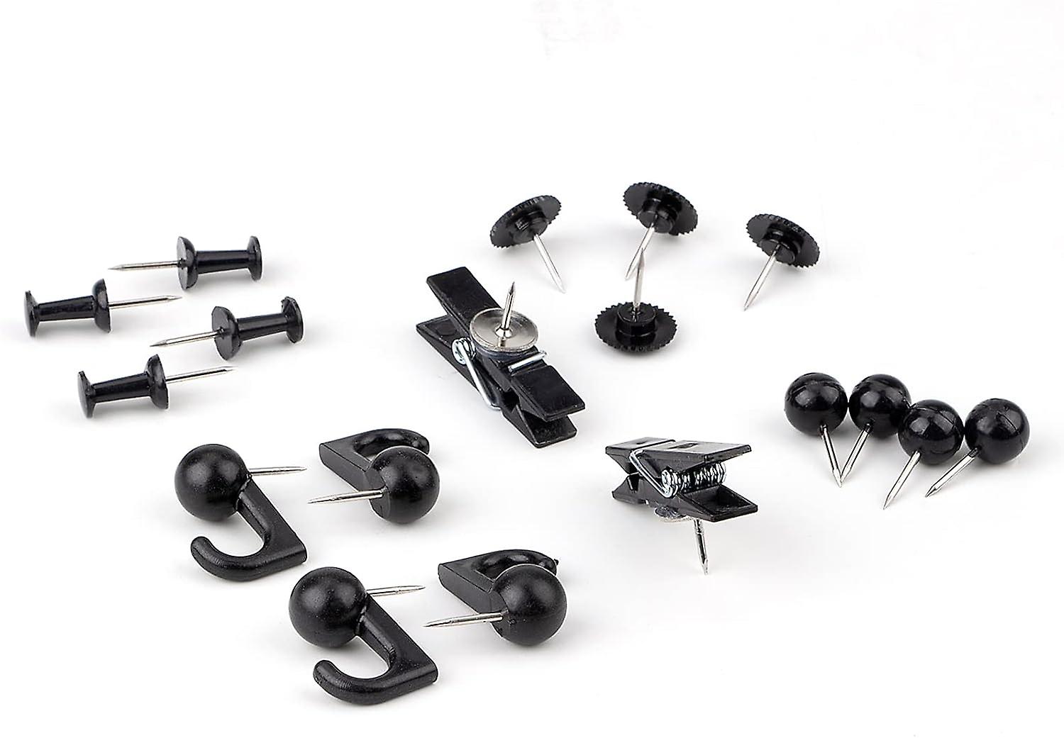 Black Push Pins Set, 5 Styles 140-count Thumb Tacks Map Pins, Steel ...