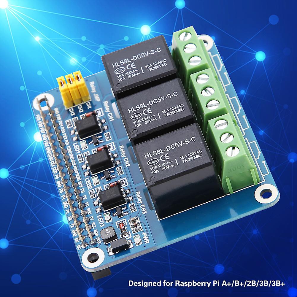 3-Channel Relay Expansion Board for Raspberry Pi Models A+ B+ 2B 3B 3B ...