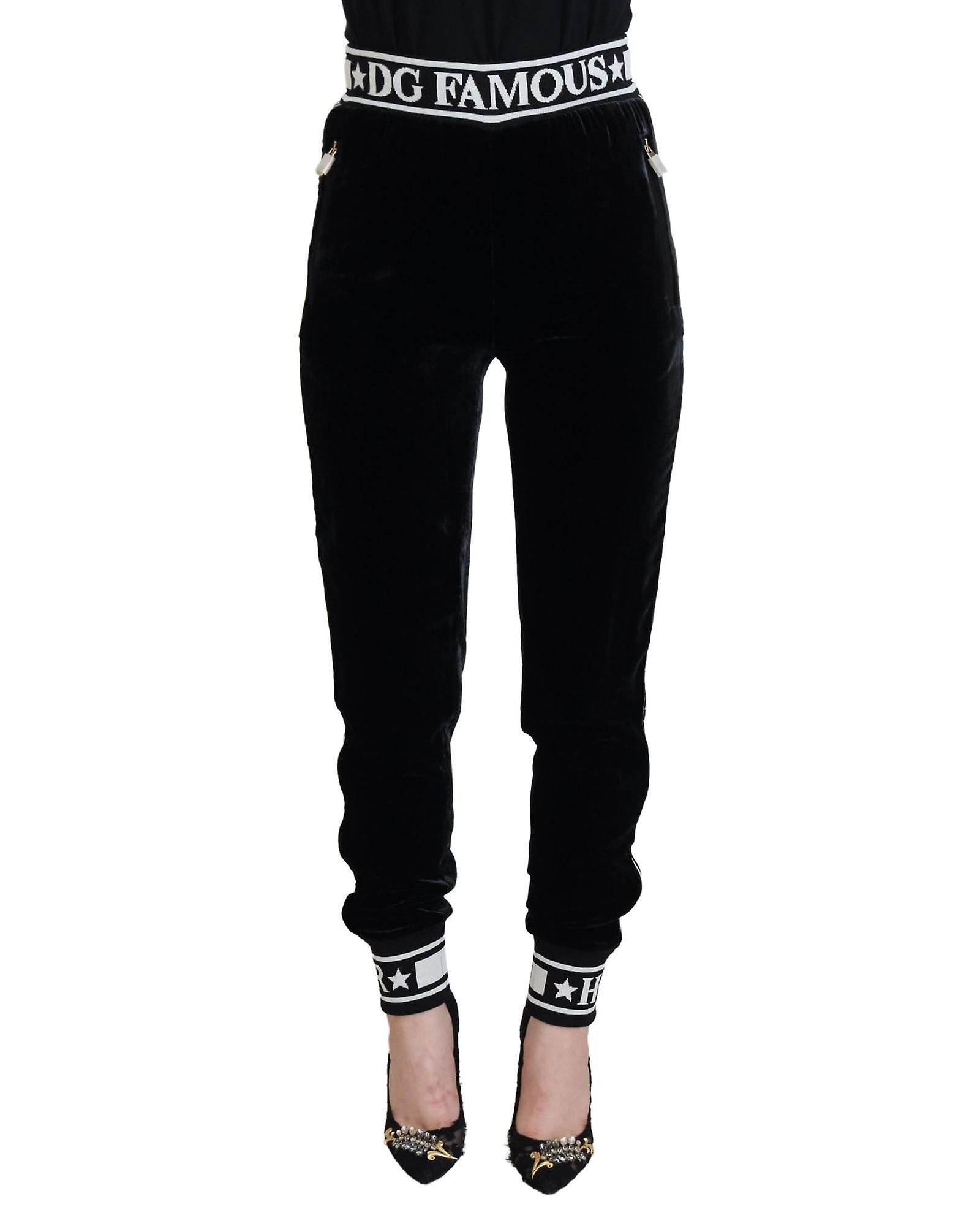 Dolce & Gabbana DG Famous Velvet Jogger Pants - Black | Fruugo UK