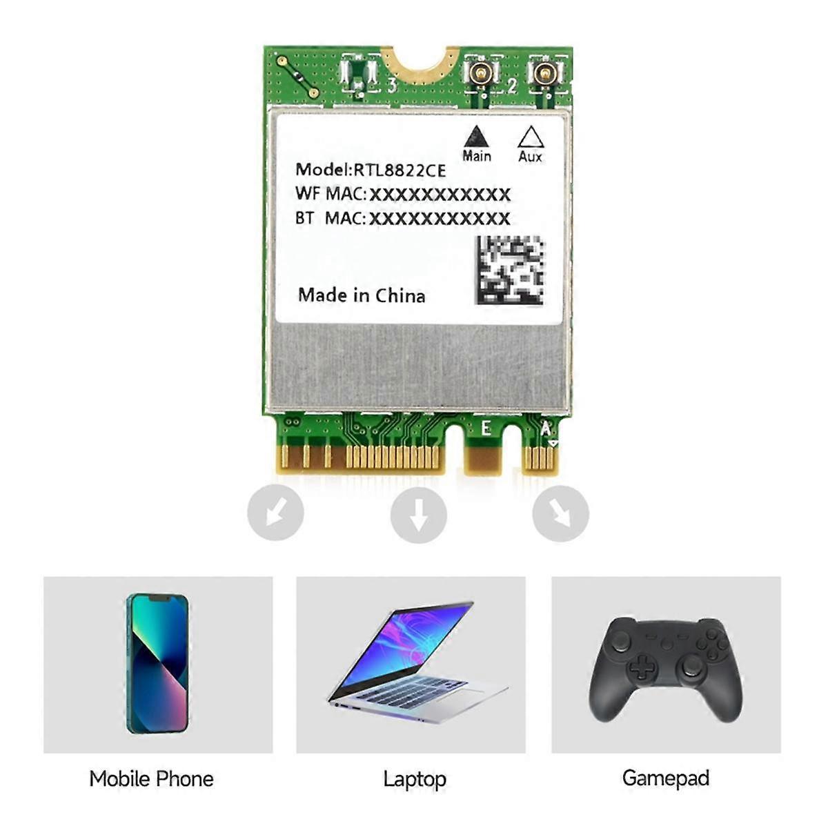 RTL8822CE Wireless NIC WiFi 5 2.4G/5GHz Dual-Band Bluetooth 5.0 NGFF ...
