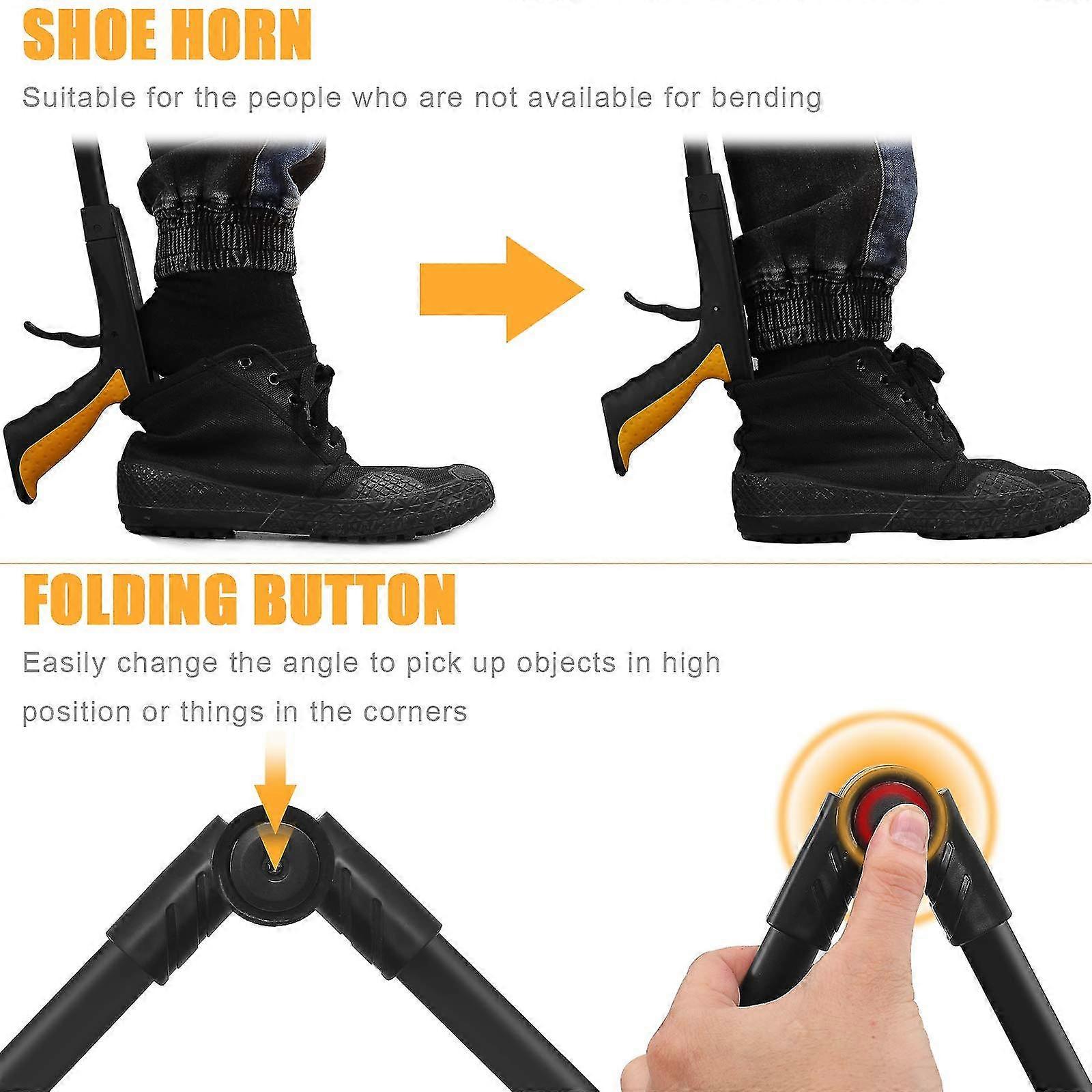 32" Foldable Litter Picker With Shoehorn, 90 Rotating Head Reaching ...