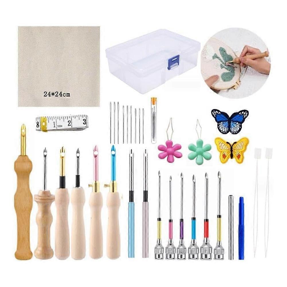 35 Pieces Punch Needle Set, Punch Needle Embroidery Kit, Adjustable ...
