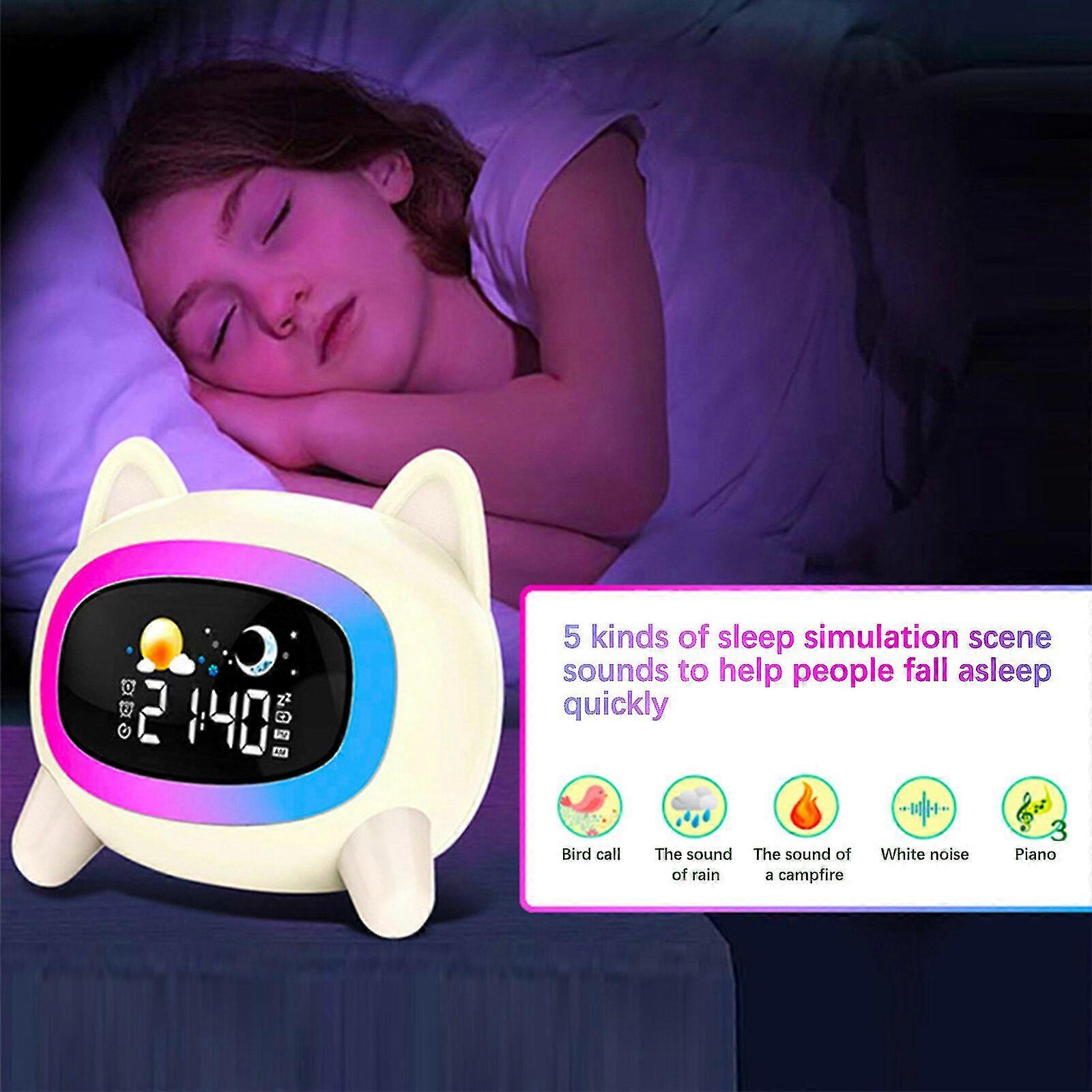 Toddler Sleep Trainer Alarm Clock With Sound Machine Night Light In ...