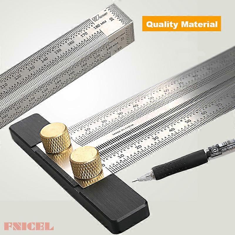 High-Precision Scale Ruler T-Type Hole Ruler Stainless Woodworking ...