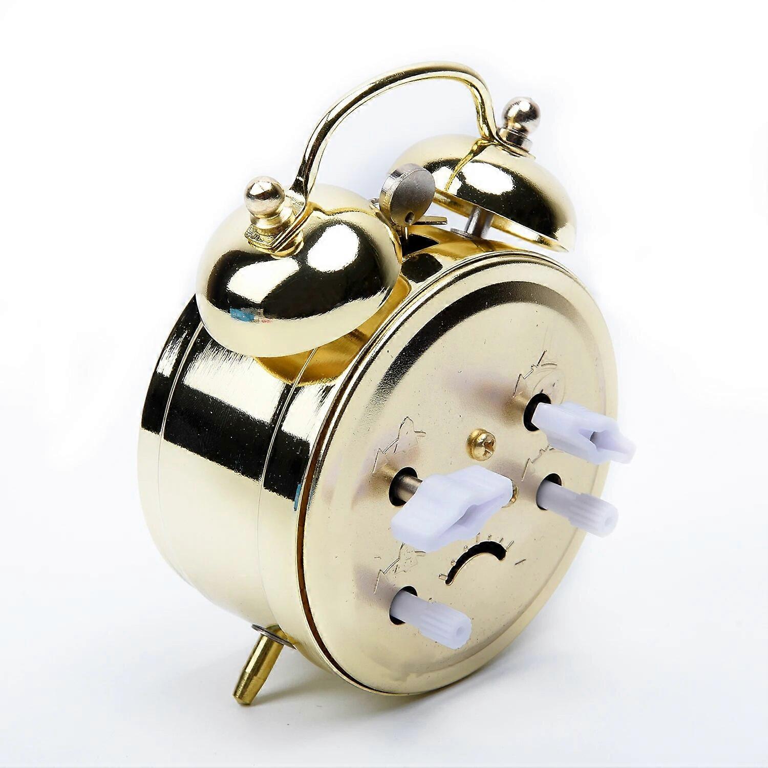 1Pcs Horseshoe Mechanical Gold Alarm Clock Manual Wind Up Vintage Clock ...