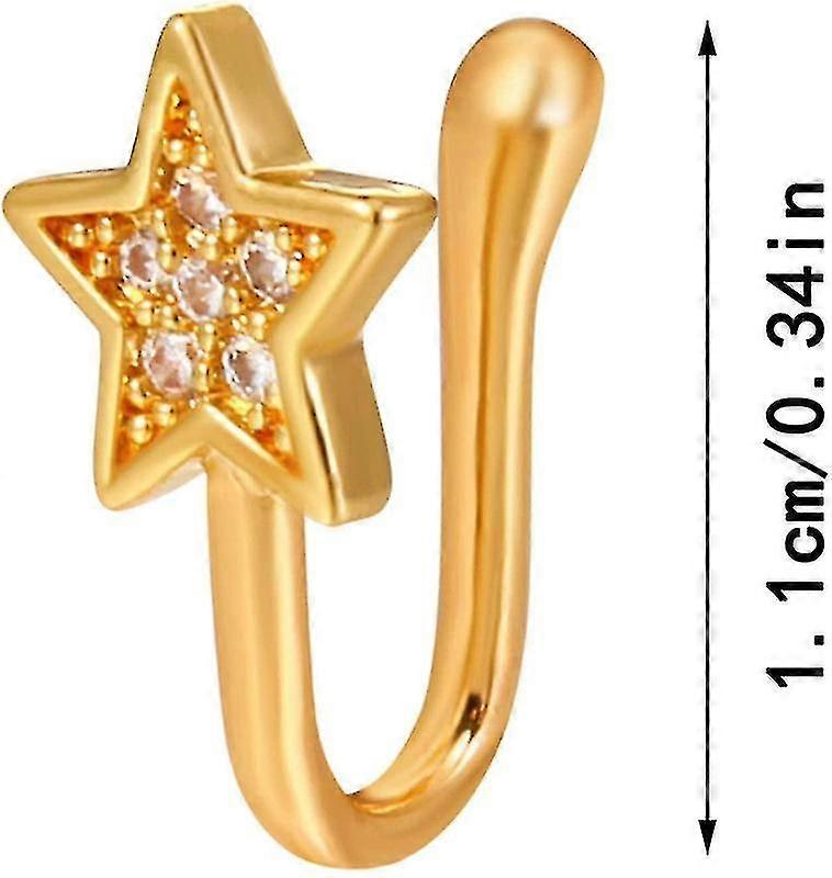 Nose Rings Shiny Rhinestone Pentagram,2022 New Nose Rings Hoops Fake ...