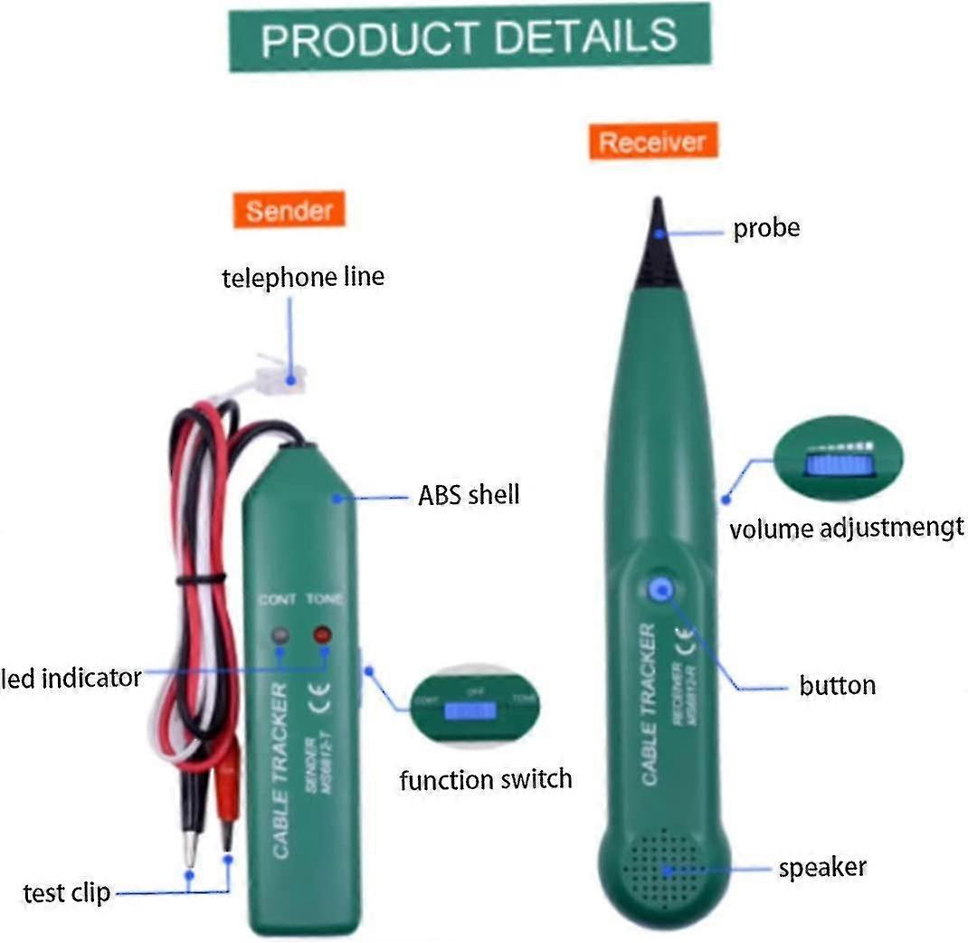 Kabel tracker, Ms6812 kabelbrudddetektor, multifunksjonell kabeltester ...