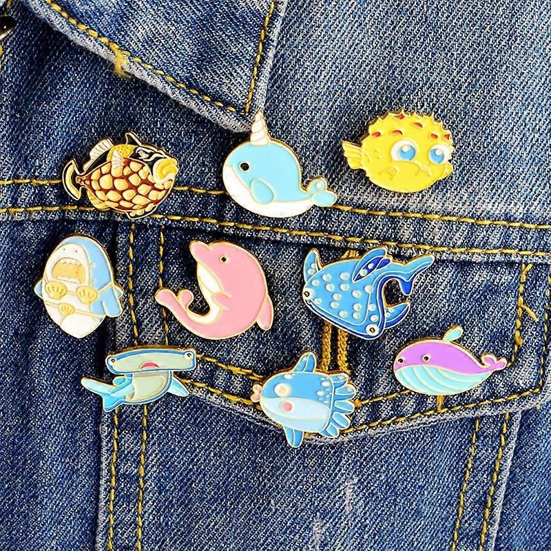 Cute Cartoon Dolphin Shark Badge Collar Coat Decor | Fruugo CZ