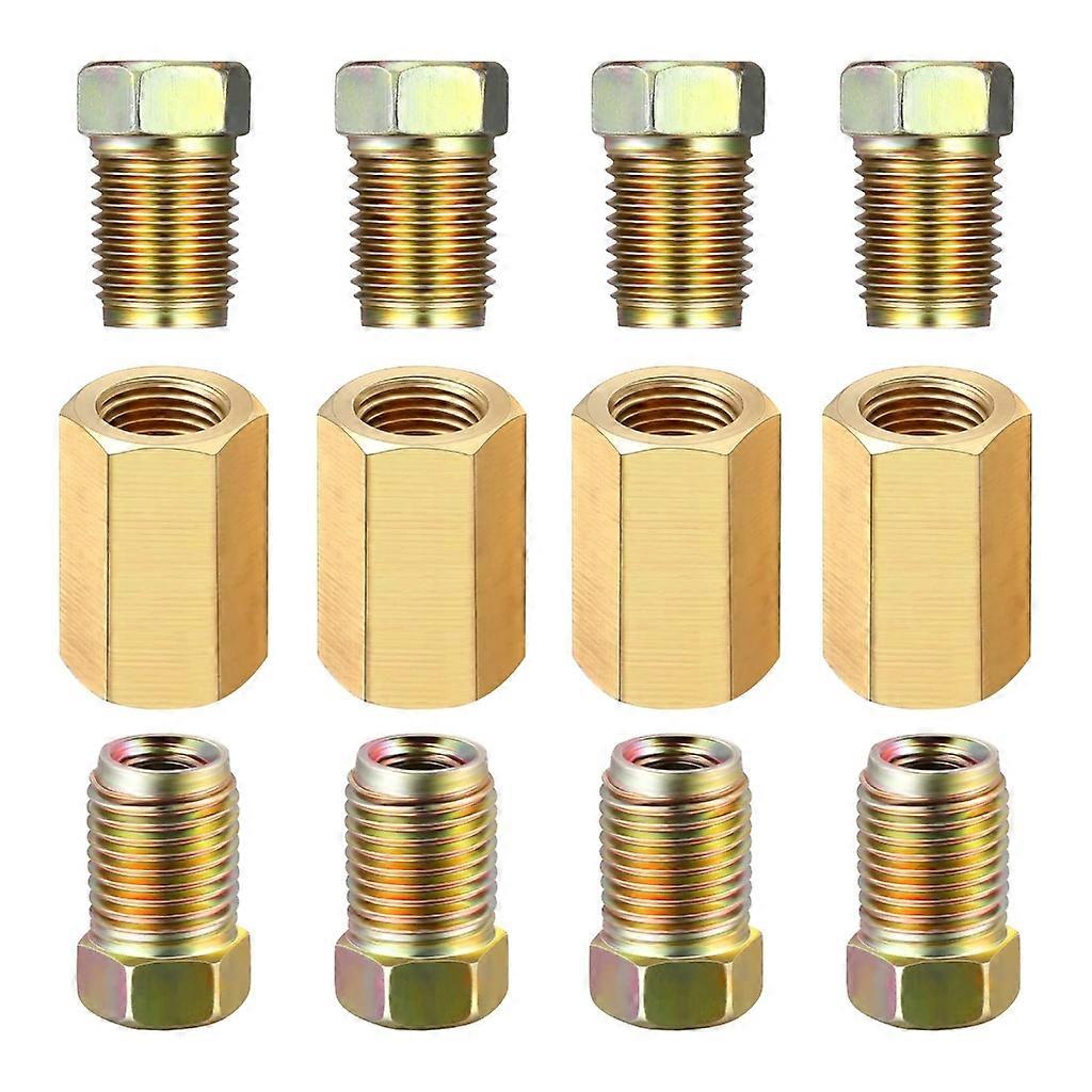 12Pcs 1/4 (7/16-24 Inverted) Brass Brake Line Fittings & brass Unions ...