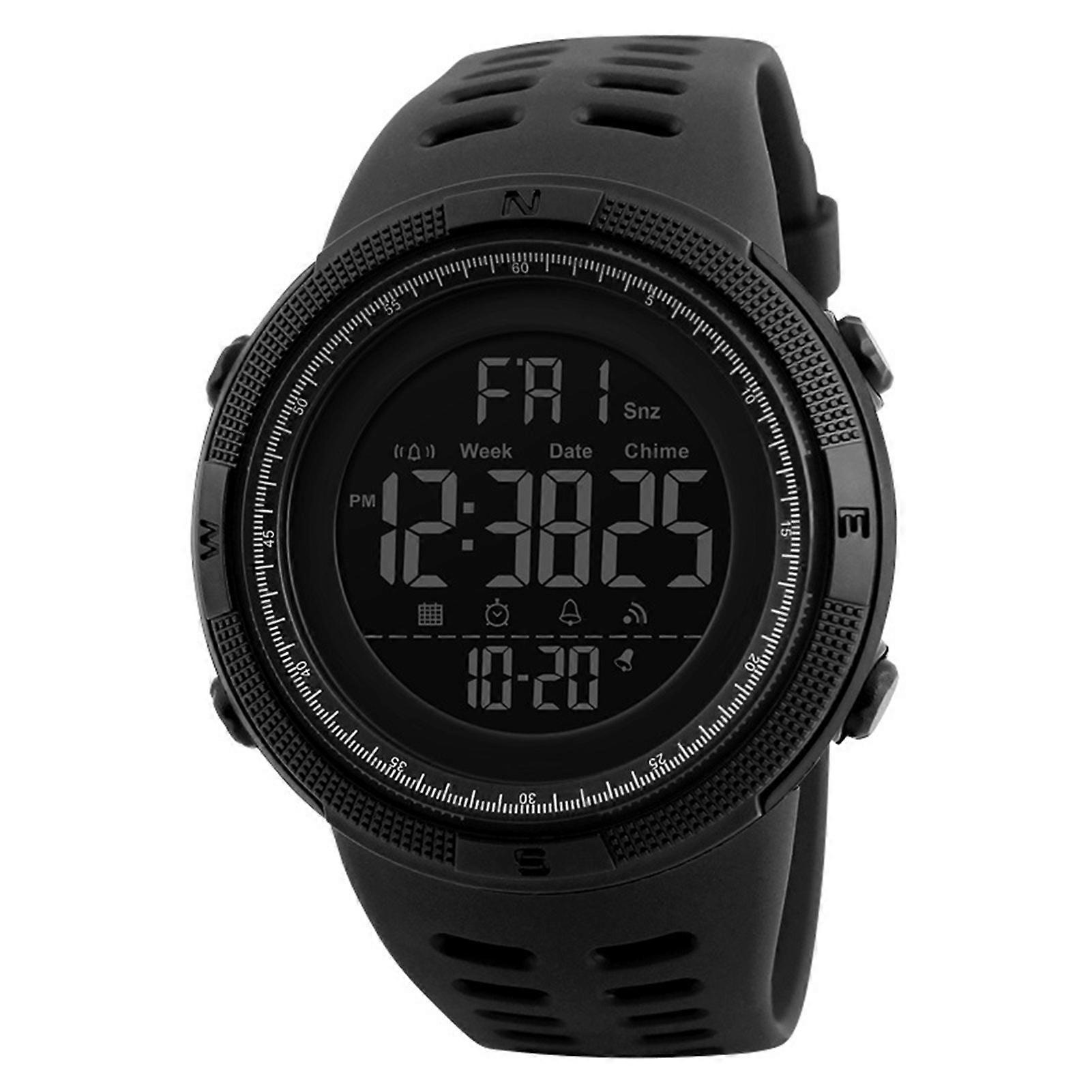 All Black Men's Digital Watch: 50M Water Proof LED Backlight Sports ...