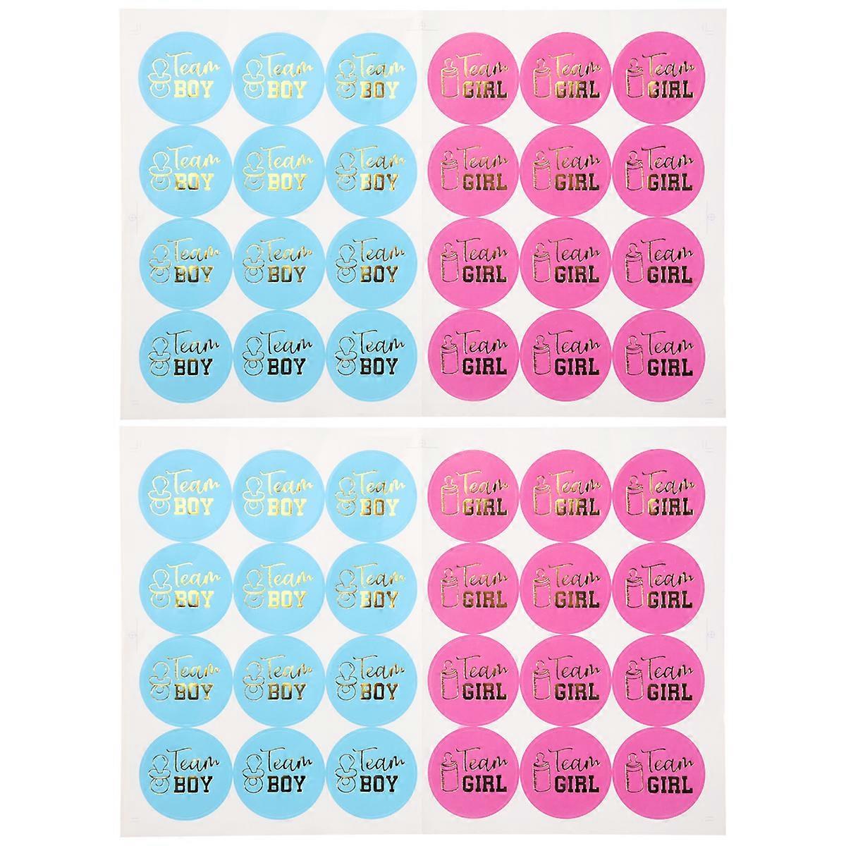 48 Pieces Gender Reveal Stickers Games Team Boy & Team Girl Perfect ...