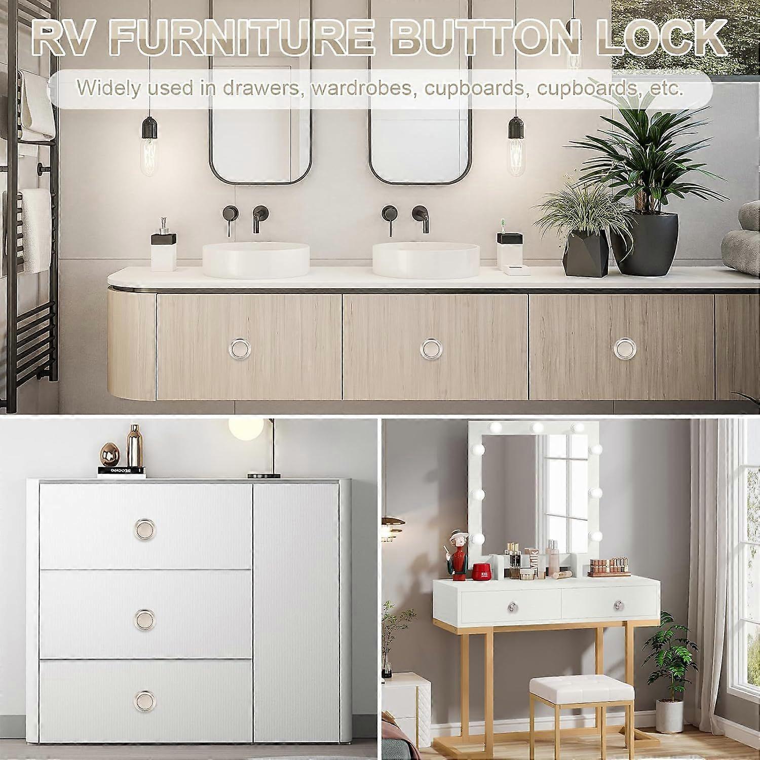 2Pcs Metal Button Door Lock, Keyless Latch, RV Push Button Latch, 15 ...