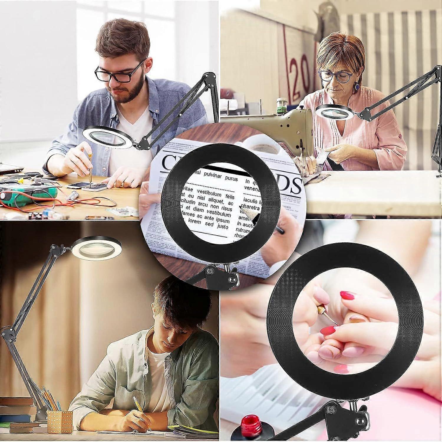 5X Magnifying Glass with Light, 3 Color Modes Stepless Dimmable 8 ...