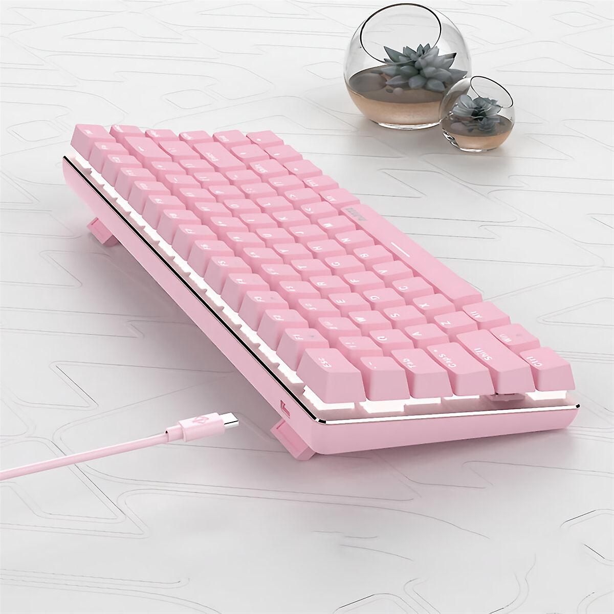 82 Keys mechanical keyboard type-c wired mechanical switch led white ...