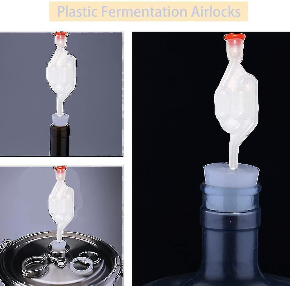 Fermentation Stopper 3 Fermentation Bubblers With Holes Rubber Stopper ...