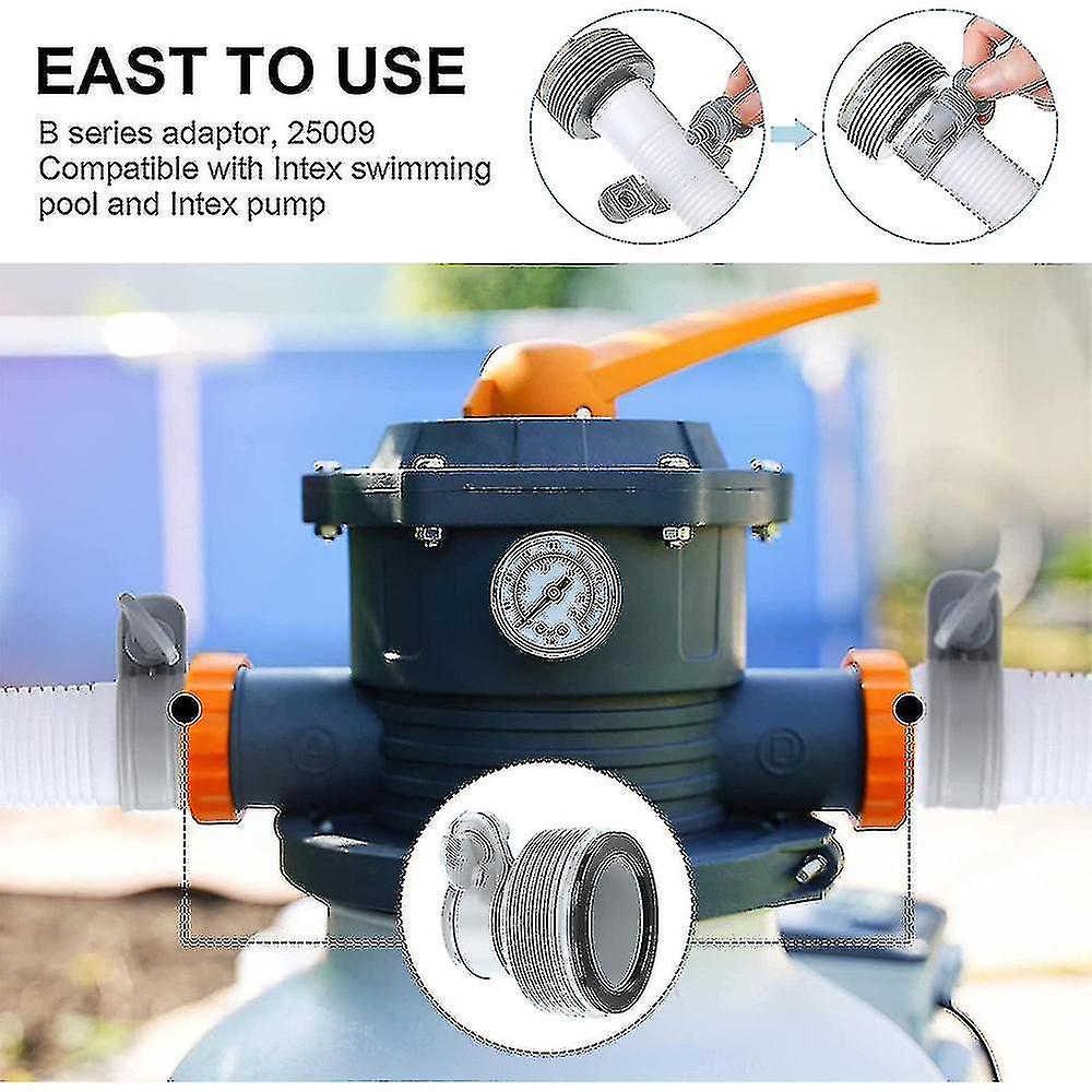 2 Pcs/set Filter Pump Adapter 1.25inch To 1.5inch Hose Converter For ...