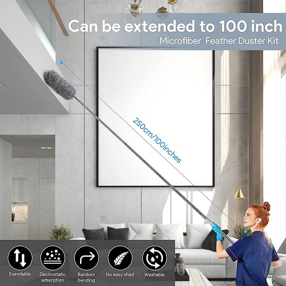 Long Handle Retractable Feather-Duster with 80-280cm Telescopic Rod ...