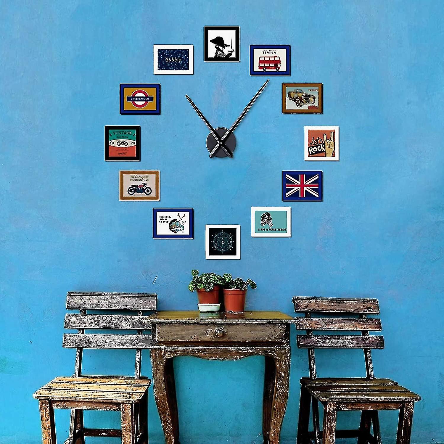 Large Black Simple Hands Wall Clock Without Numeral Clock Movement ...