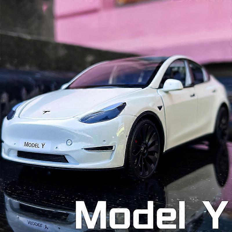 New 1:24 Tesla Model Y Model 3 With Charging Pile Alloy Car Die Cast ...