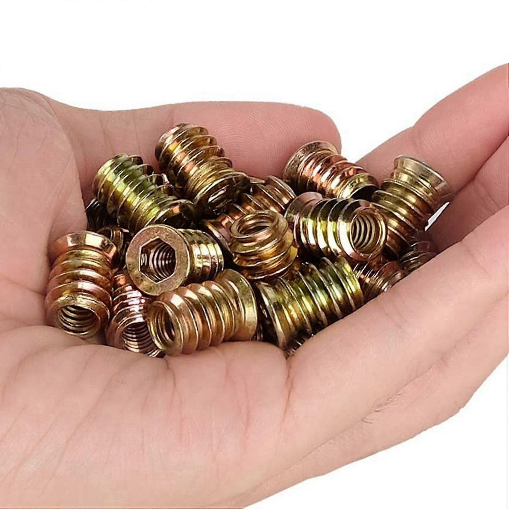 100pcs M6 X 15mm Furniture Screw In Nut Threaded Wood Inserts Bolt ...