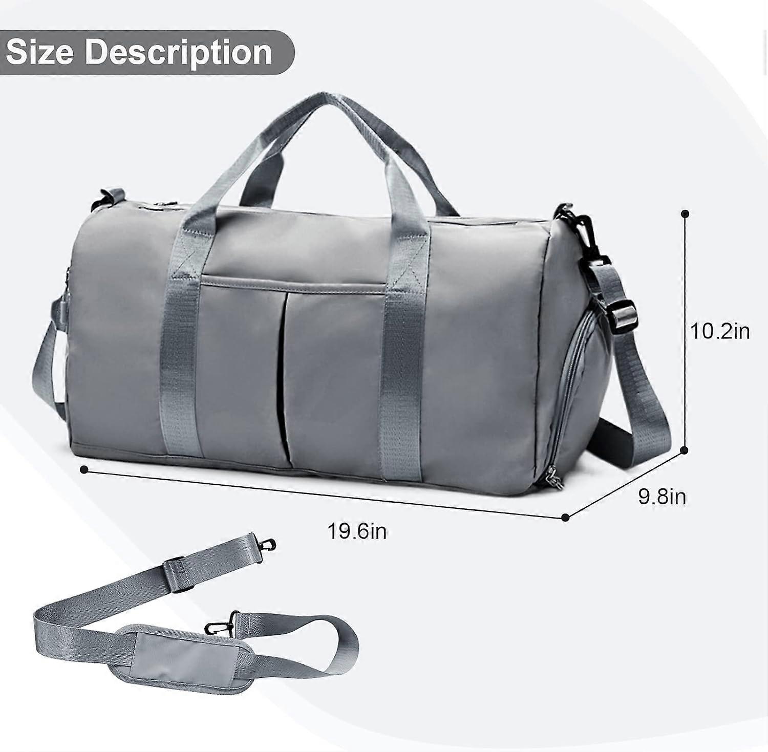 Sports gym bag with wet pocket and shoe compartment, waterproof shoulder weekend bag, light and ...