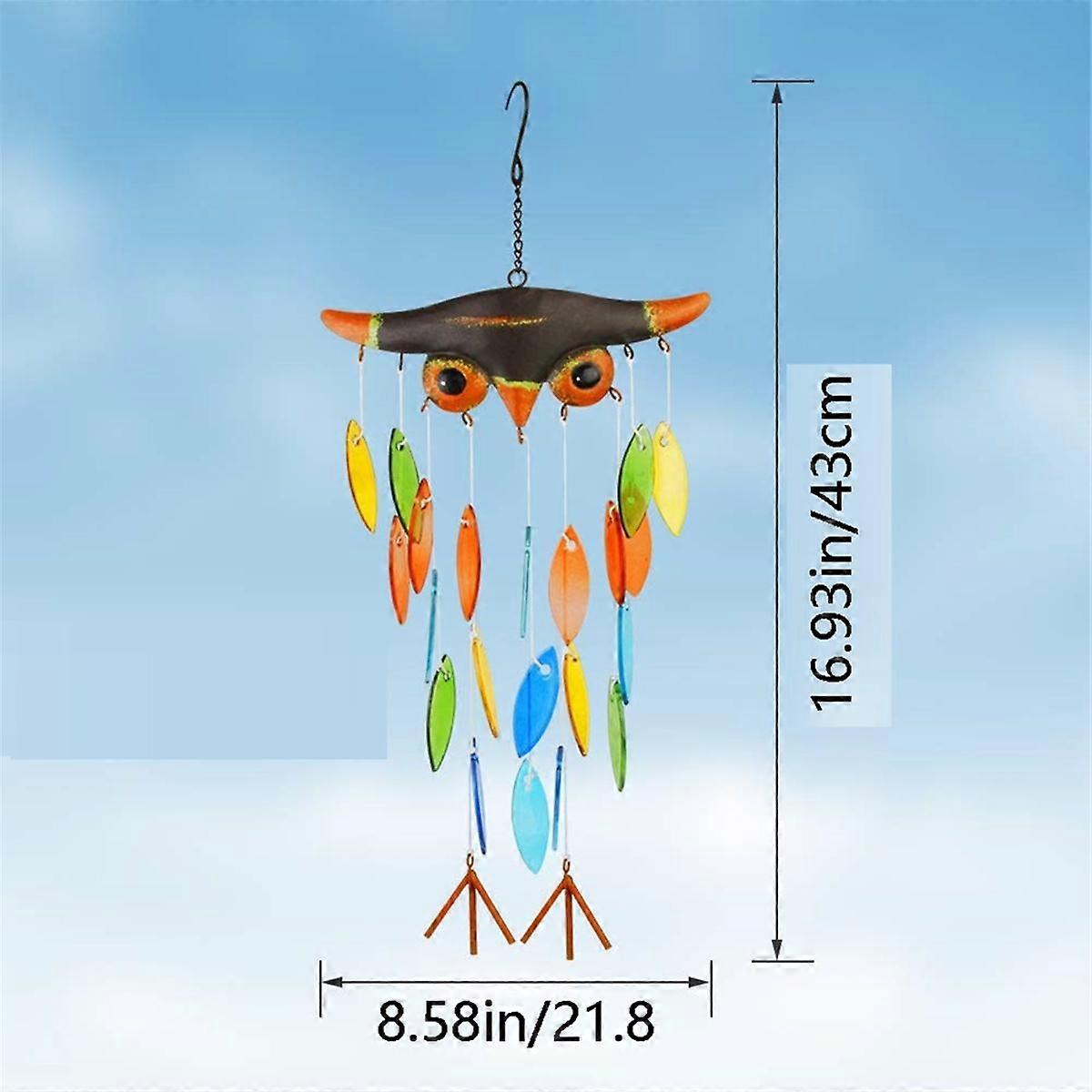 Owl Wind Bell, Iron Folk Art Owl Model Design Wind Chimes for Wall ...