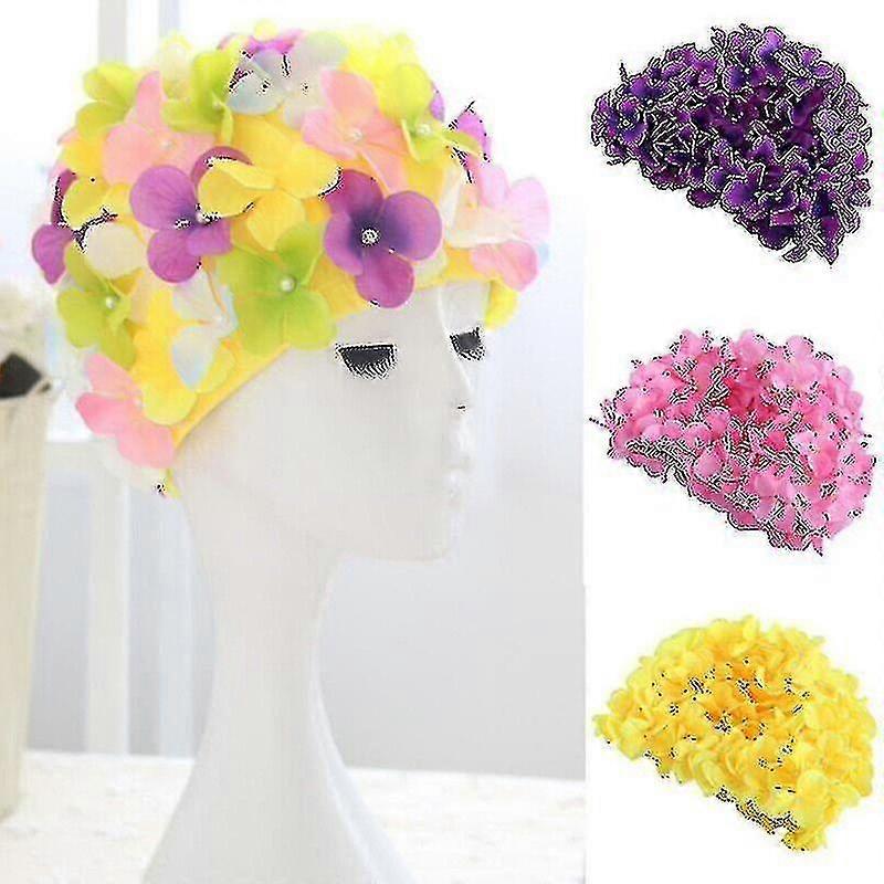 Women Swim Cap Petal Retro 3d Floral Swimming Hat Bathing Cap | Fruugo UK