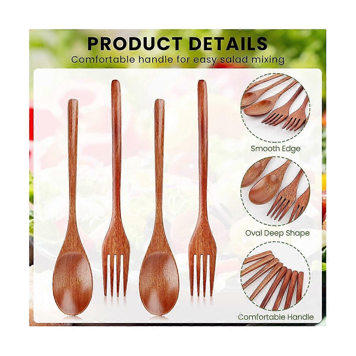 8Pcs Wooden Spoons Forks Set, Japanese Style Wooden Utensil Set ...