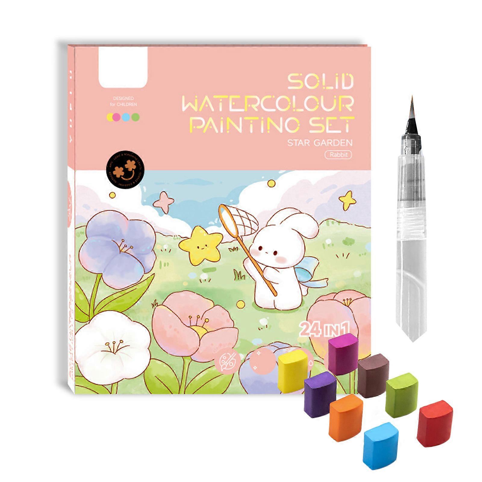 1 Set Watercolor Coloring Book with Pigment Paintbrush Educational ...
