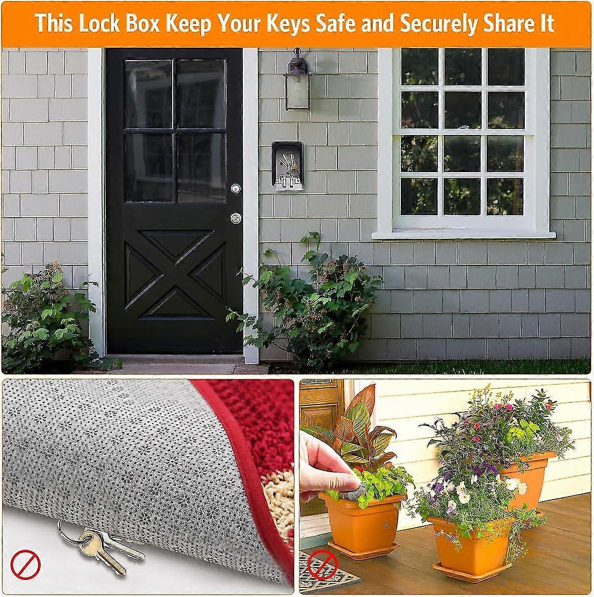 Key Lock Box Wall Mounted, 5 Keys Capacity, Key Safe Security Storage ...