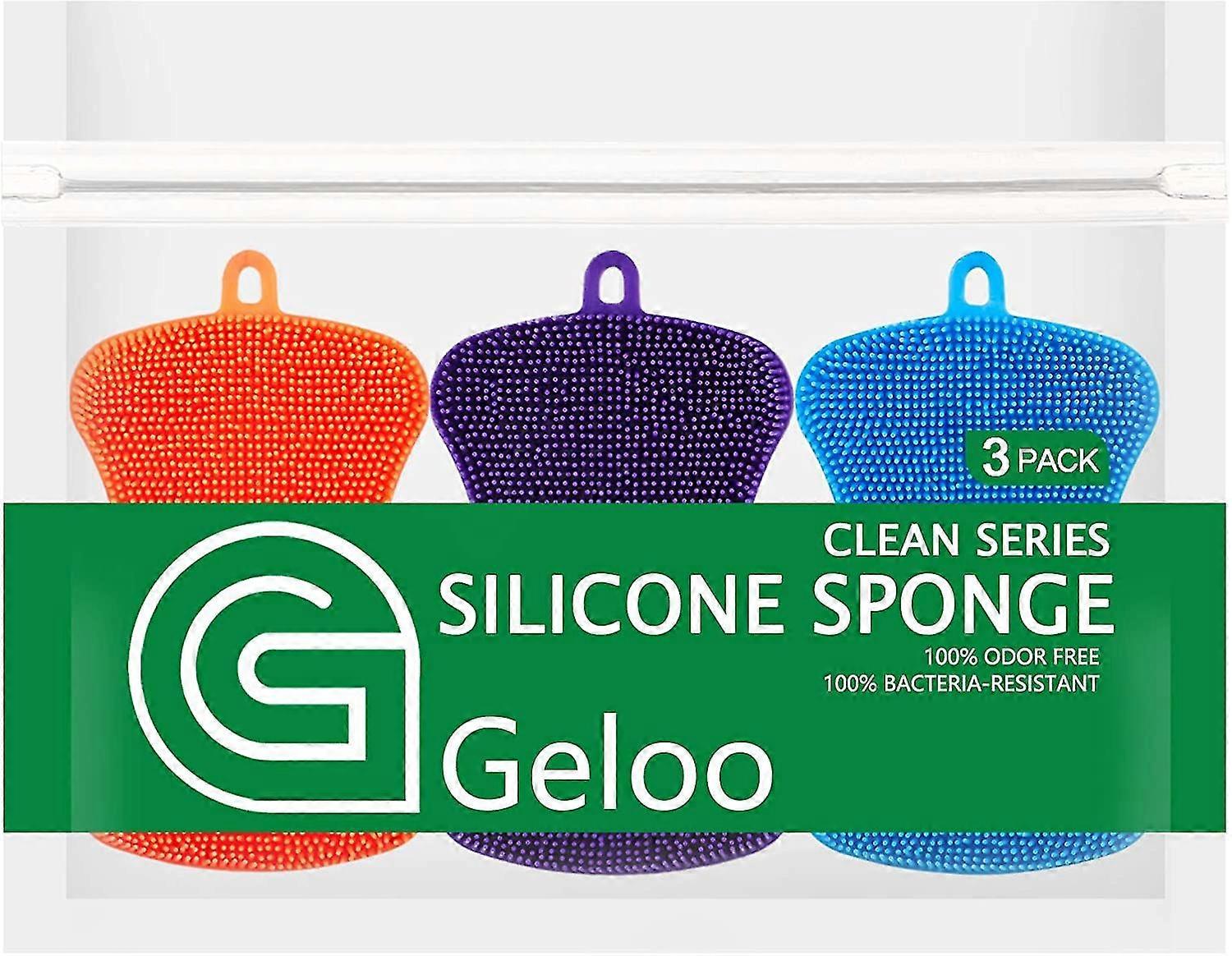 3 Pack Silicone Sponge Kitchen Sponge, Sponges For Dishes Washing ...