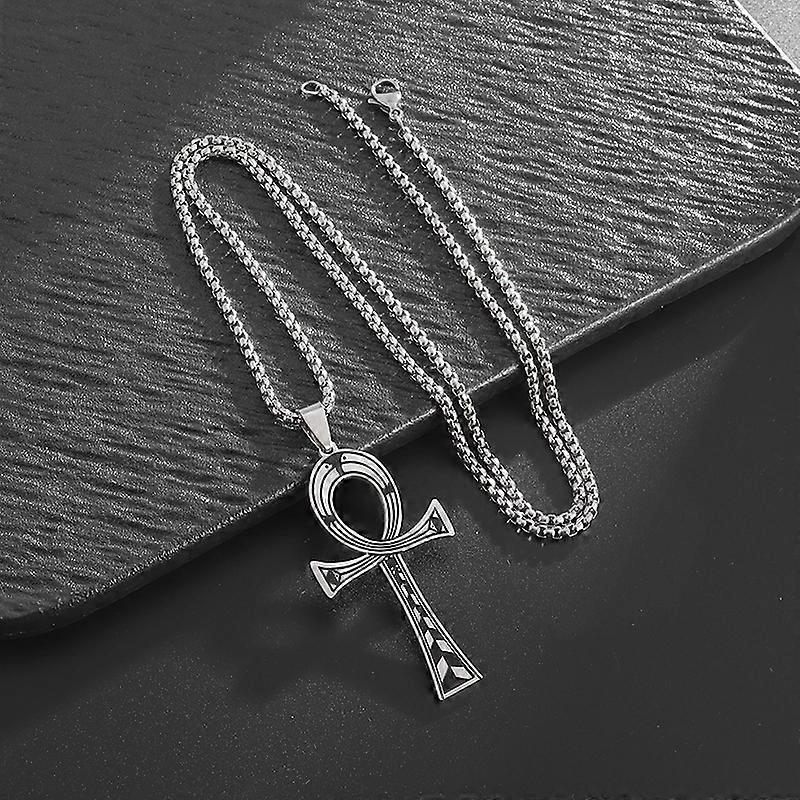 Stainless Steel Egyptian Ankh Cross Key of Life Pendant Necklace ...