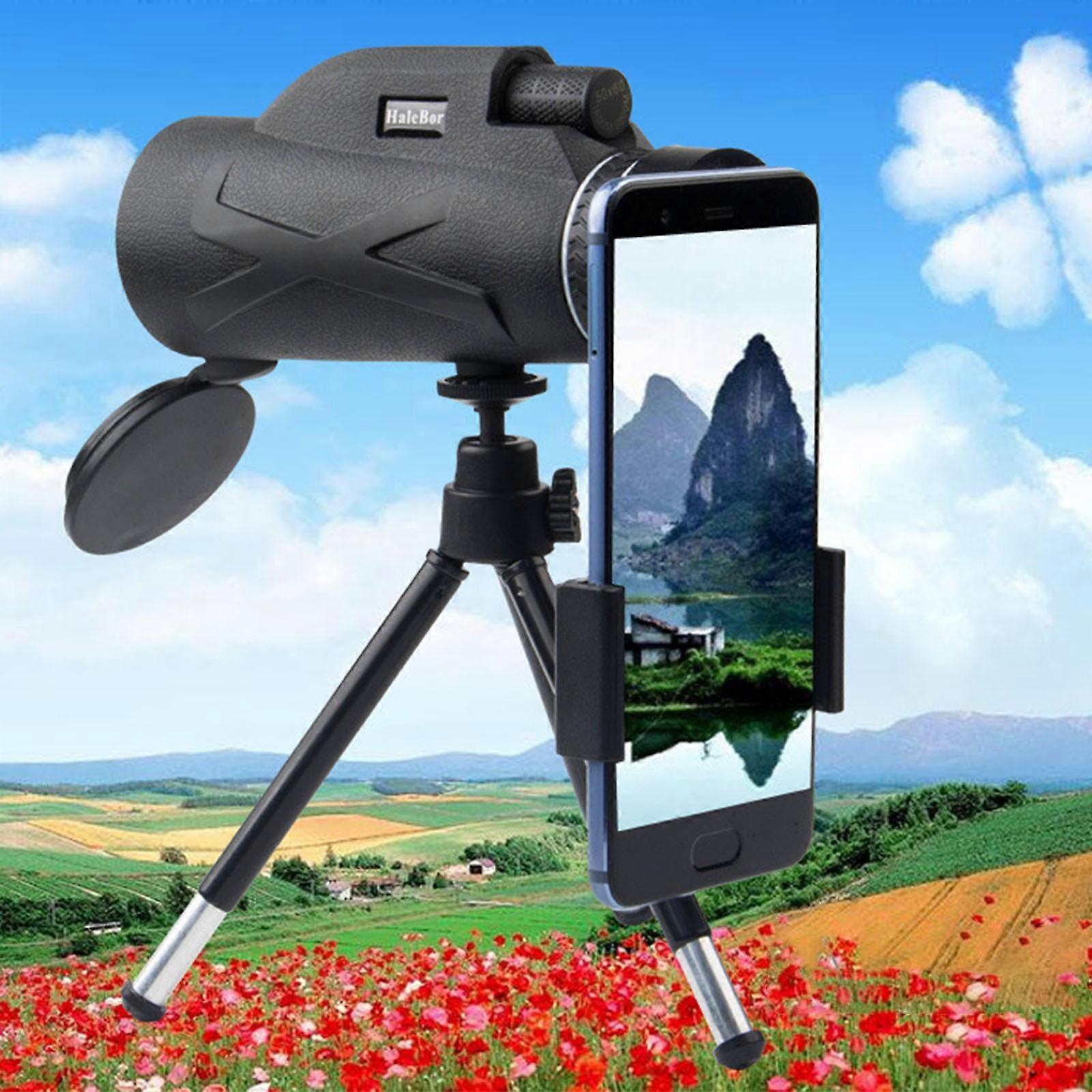 80x100 Outdoor Monocular Telescope with Phone Holder and Tripod Stand ...
