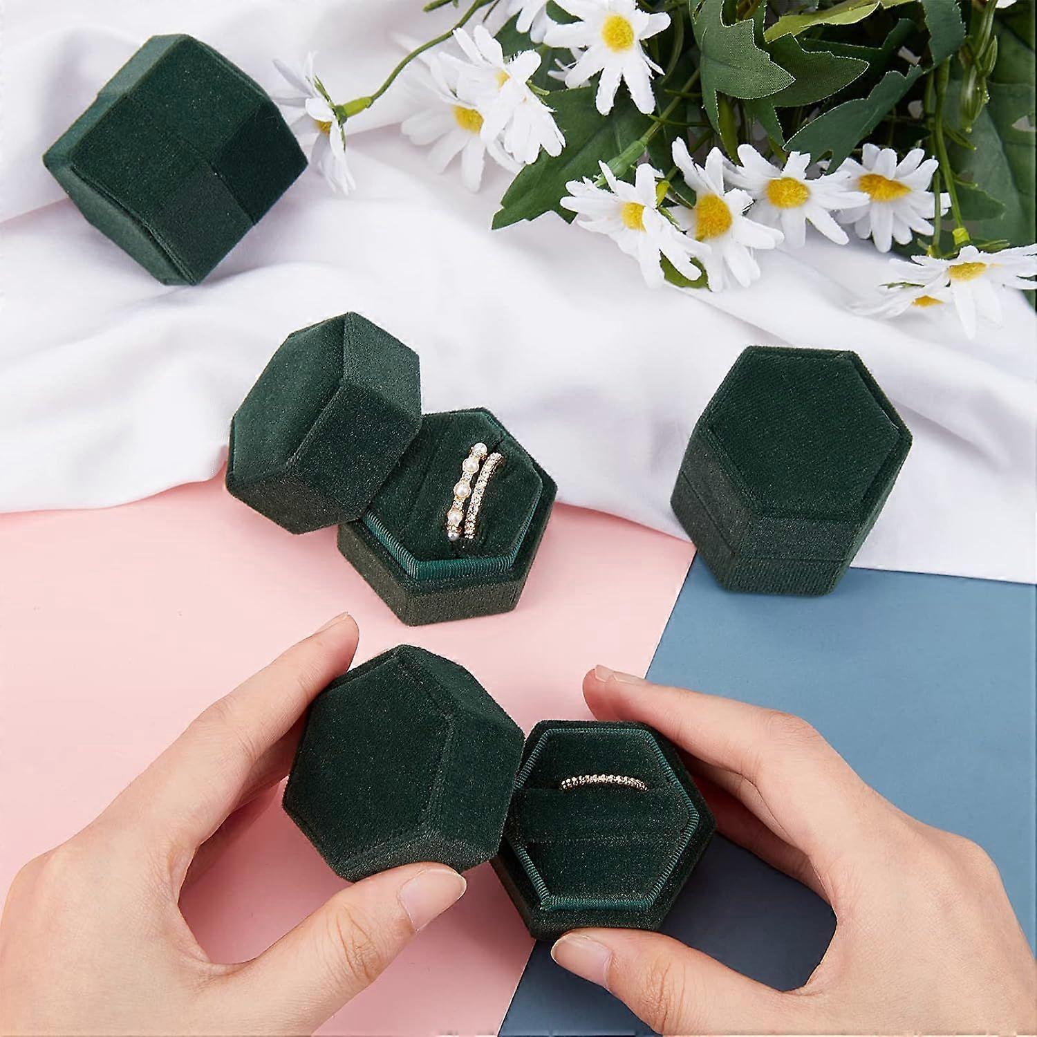 4 Pcs Velvet Ring Box Polygonal Ring Storage Box Jewelry Boxes Earring ...