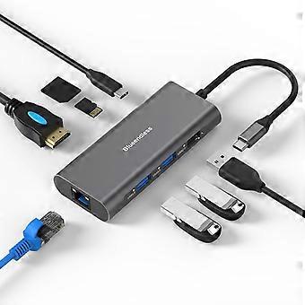 BLUEENDLESS HC801 4K Type-C Hub 8-in-1 Multiport PC Laptop USB 3.0 ...