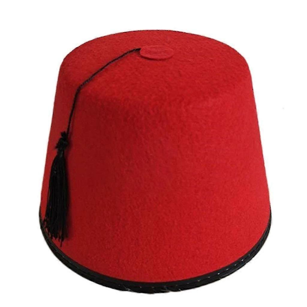 Felt Moroccan Red Fez Hat Turkish Hat For Men With Tassels Tarboosh Hat ...