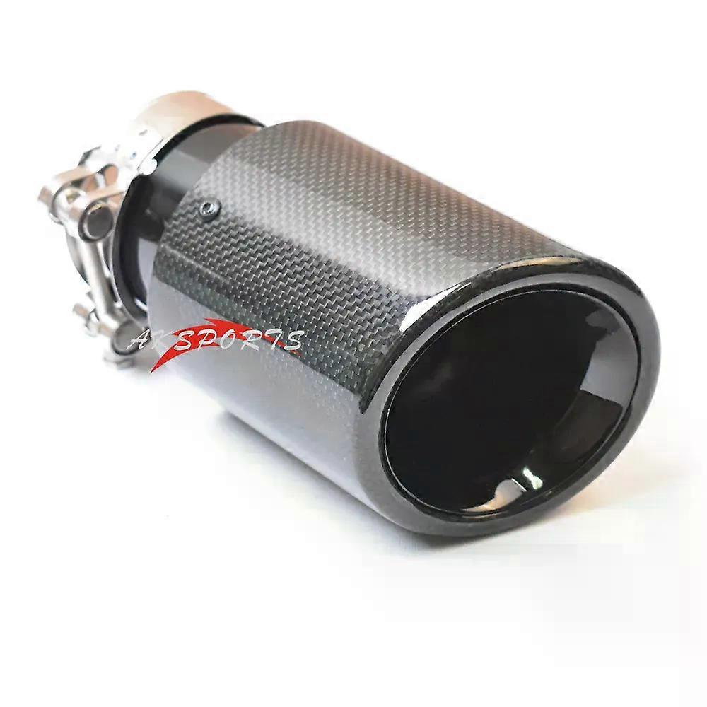 1PC Car Exhaust Tail Pipe Curly Glossy Carbon Fiber Stainless Steel ...